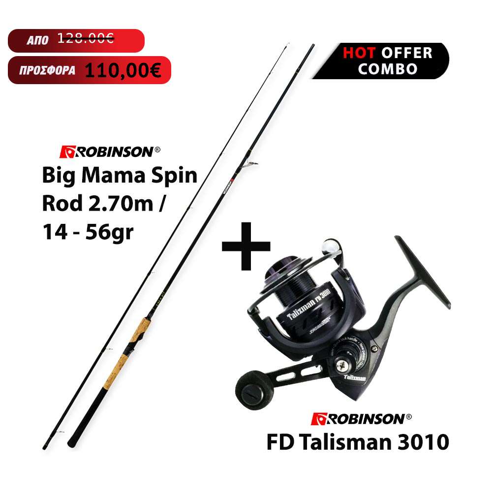 Combo Spinning Robinson Big Mama Spin Rod 270m/14 – 56gr + Robinson FD ...
