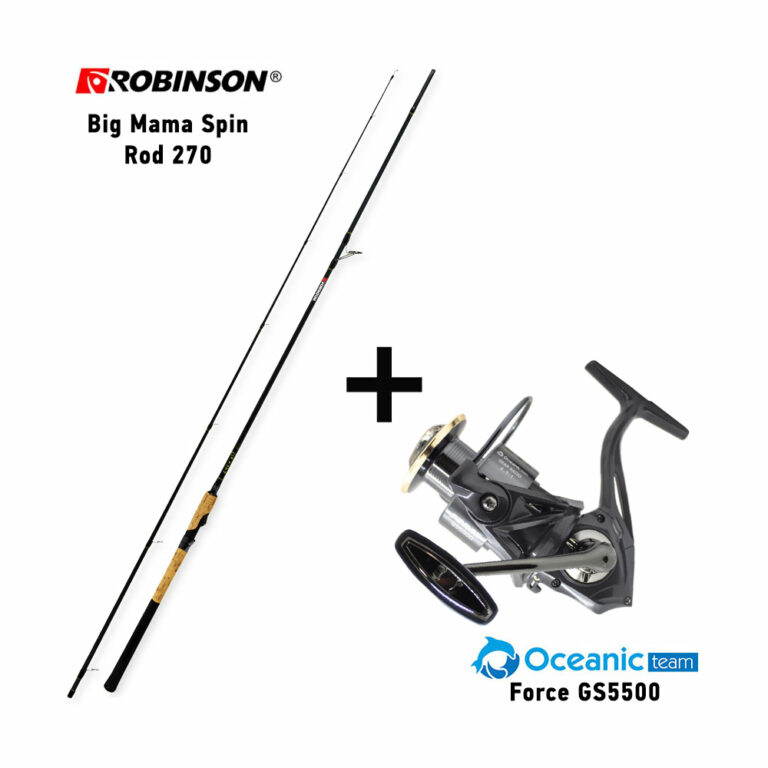 Combo Shore Jigging Robinson Big Mama Spin Rod 270 + Oceanic Team Force ...